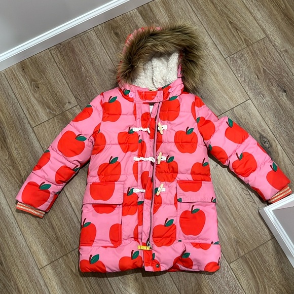 Boden | Jackets & Coats | Boden Apple Print Fur Hooded Coat | Poshmark